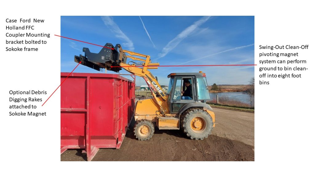 Sokoke skid steer/front end loader magnetic sweeper